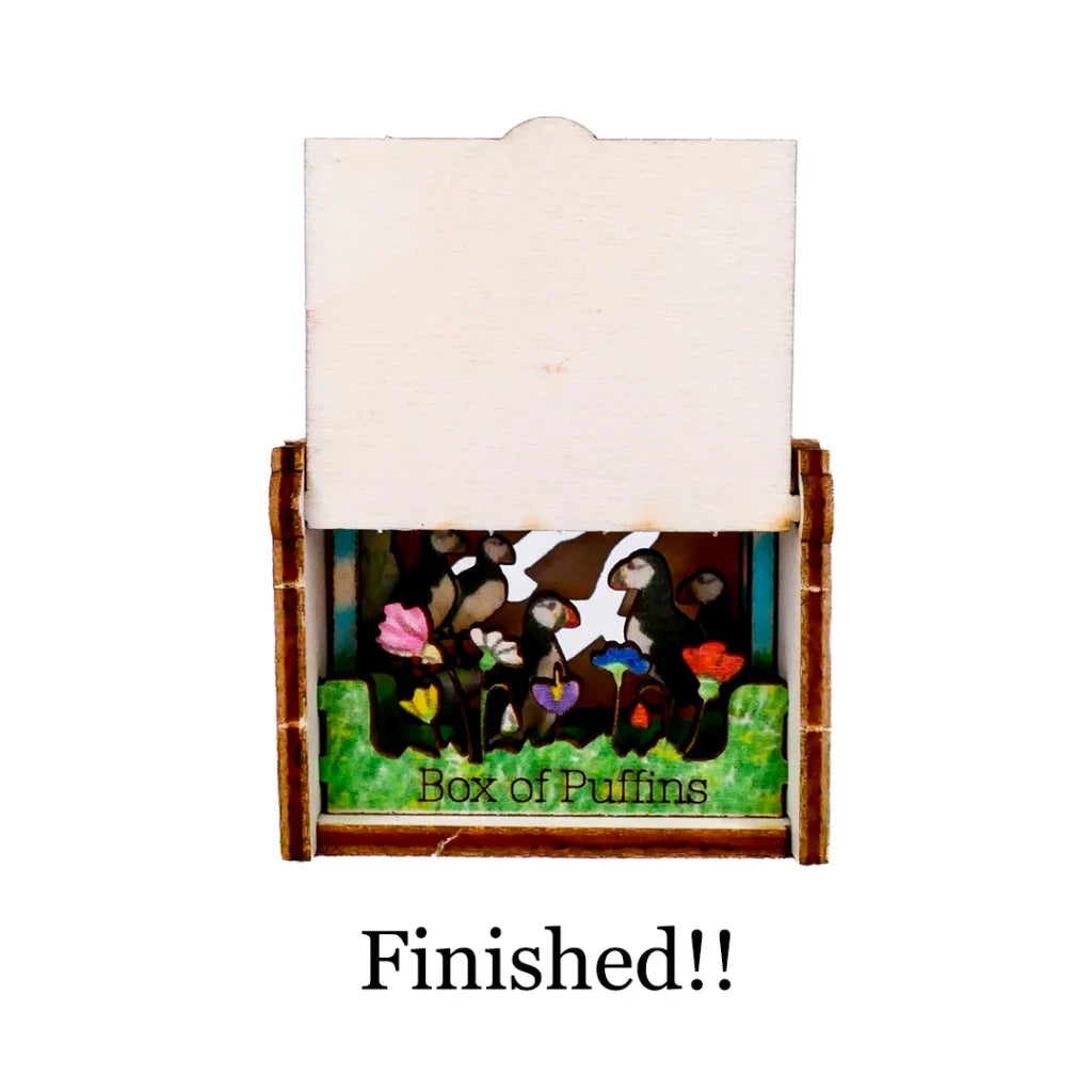 Box of Puffins Boxsilhouette – popupdesigns.co.uk